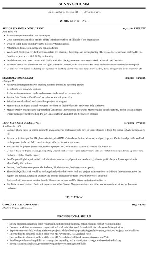 Best Of Black Belt Six Sigma Consultant Resume Sample Six Sigma Black