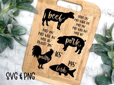 Cooking Temperature Chart Svg Meat Temperatures Svg Cutting Etsy