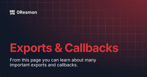Exports And Callbacks 0resmon