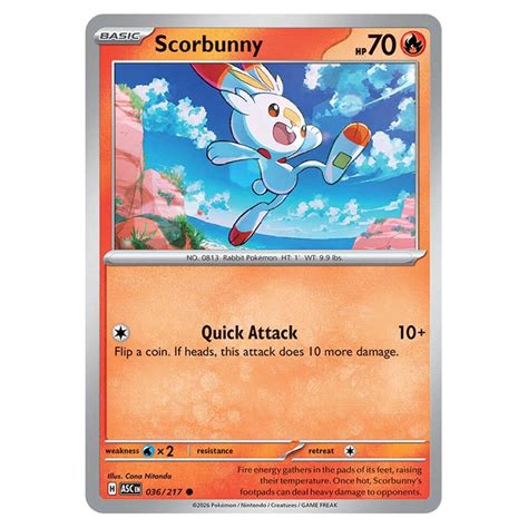 Pokemon Mega Evolution Ascended Heroes Scorbunny 036 217