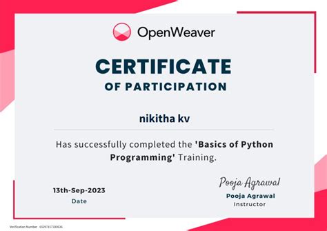 Nikitha Kv On Linkedin Successfully Completed The Basics Of Python