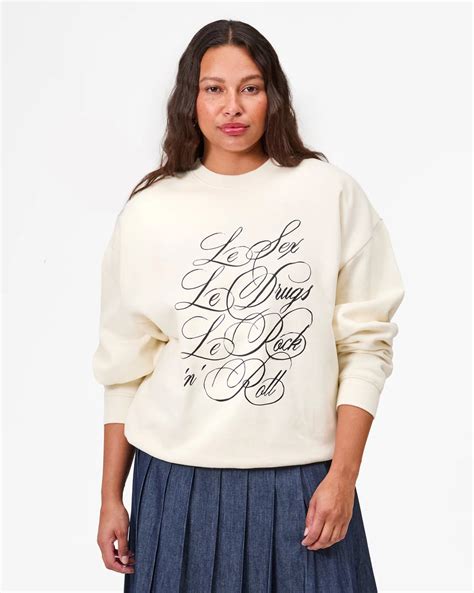 Clare V Oversized Sweatshirt Cream With Black Le Sex Le Drugs Le R