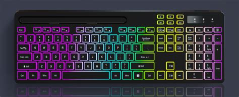 Soueto Wireless Keyboard With 7 Color Rgb Backlit Full Size Computer Keyboard With