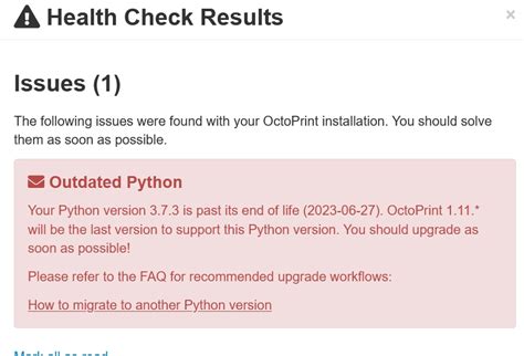 Python Warning After Upgrading To Octoprint 1110 General Octoprint Community Forum