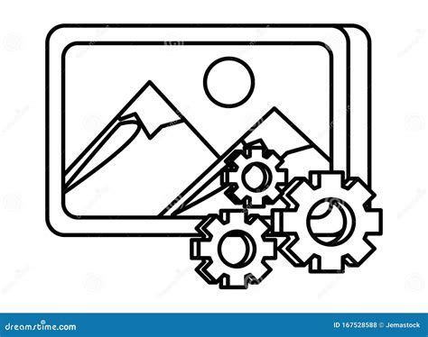 Gears Settings Setup With Picture File Stock Vector Illustration Of Steering Photographic