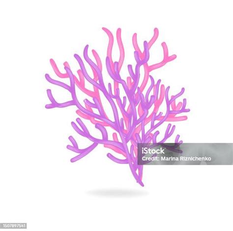 흰색 배경에 3d 벡터 산호 아이콘입니다 만화 스타일의 섬세한 산호 가지 에피소드 10 3차원 형태에 대한 스톡 벡터 아트 및 기타 이미지 3차원 형태 개념 개념과