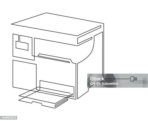 프린터 다기능 복사기 사무용 장비 벡터 일러스트 레이 션 연속 선 그리기 기계 부분에 대한 스톡 벡터 아트 및 기타 이미지