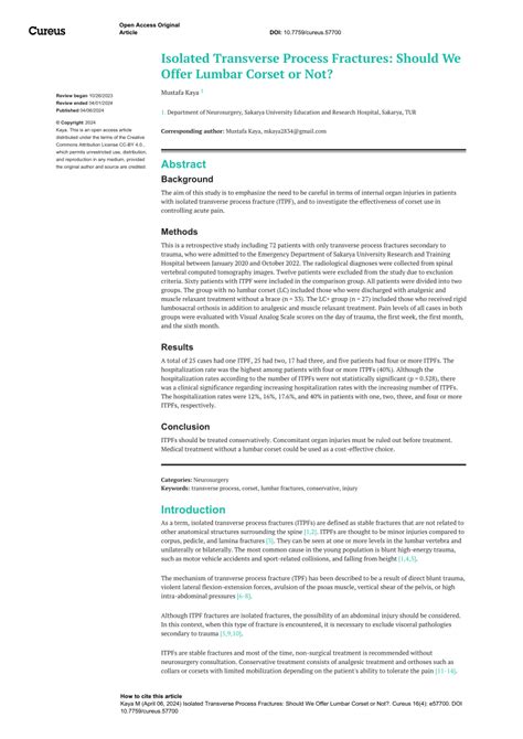Pdf Isolated Transverse Process Fractures Should We Offer Lumbar