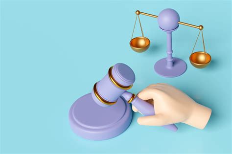 3d 판사 망치는 정의 저울로 망치 경매를 들고 파란색 배경에 고립되어 서 있습니다 법 사법 제도 기호 개념 3d 렌더링