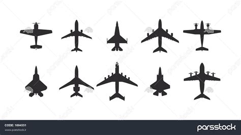 مجموعه آیکون هواپیما نمادهای هواپیما به سبک مسطح نمای بالا نمای هواپیما