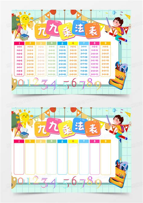 九九乘法口诀表手抄报word模板下载乘法图客巴巴