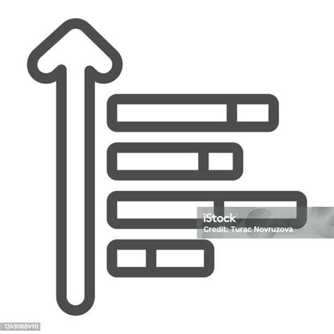 라인 차트 및 성장 상승 화살표 라인 아이콘 다이어그램 개념 흰색 배경에 히스토그램 벡터 사인 모바일 개념 및 웹 디자인에 대한 개요 스타일 아이콘 벡터 그래픽 10에 대한