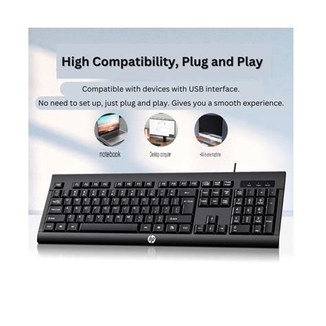 HP KM100 USB Wired Keyboard And Mouse Combo Arabic English PC Kuwait Ultimate IT Solution