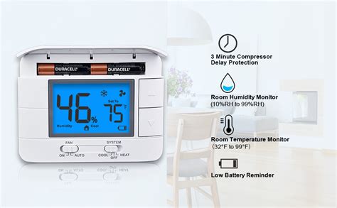 Upgraded Digital Non Programmable Thermostat For Home Heat Cool Single Stage System With