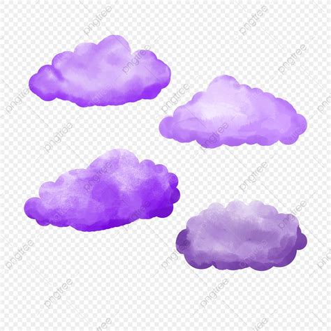 Nubes De Acuarela Morada Cuatro PNG dibujos Púrpura Nubes Acuarela PNG y PSD para Descargar