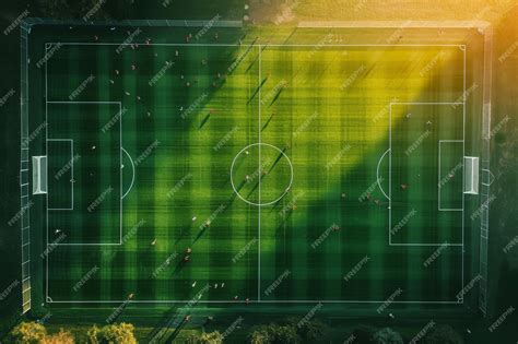 Premium Photo An Overhead Shot Of A Soccer Field Showcasing The Pitch