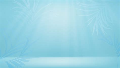 파란색 벽에 야자수 잎이있는 스튜디오 룸 벡터 3d 일러스트 빈 갤러리 룸 햇빛이 있는 코코넛 잎 제품 프레젠테이션을 위한 배경 촬영에 최소한의 디자인 사용 밝은 청색에