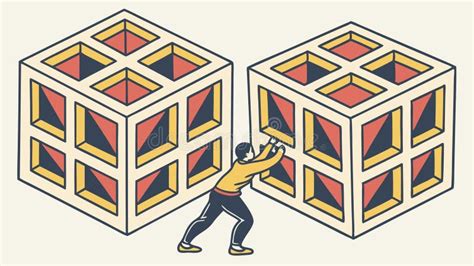 Person Building With Large Blocks Illustration Teamwork Construction Vector Design Generative
