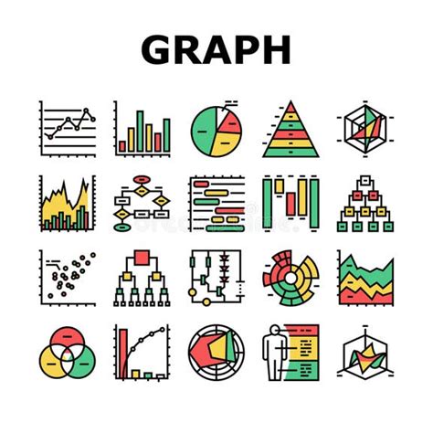 Graph For Analyzing And Research Icons Set Vector Stock Vector Illustration Of Analyzing
