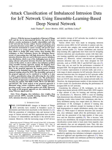Attack Classification Of Imbalanced Intrusion Data For Iot Network Using Ensemble Learning Based