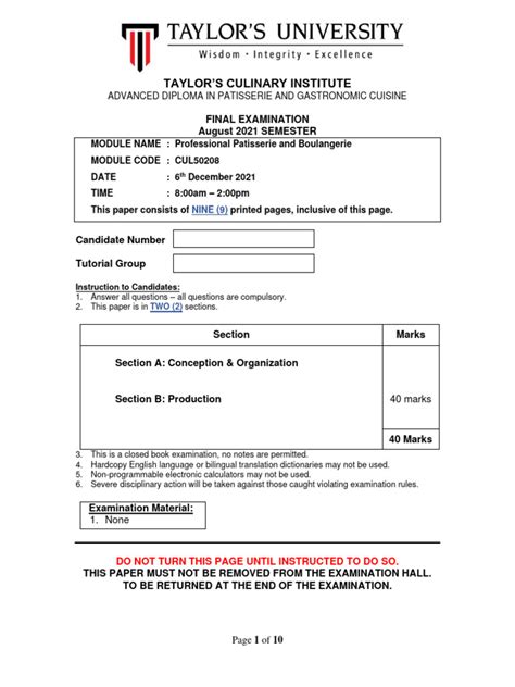 Semester 1 Practical Examination Adc1920 Pdf Desserts Chocolate