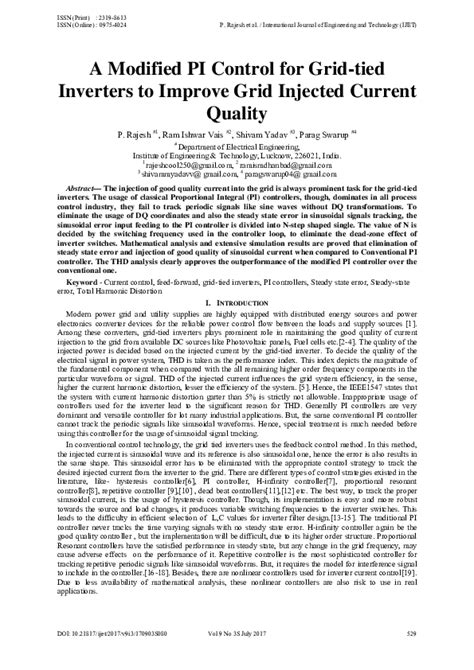 pdf a modified pi control for grid tied inverters to improve grid