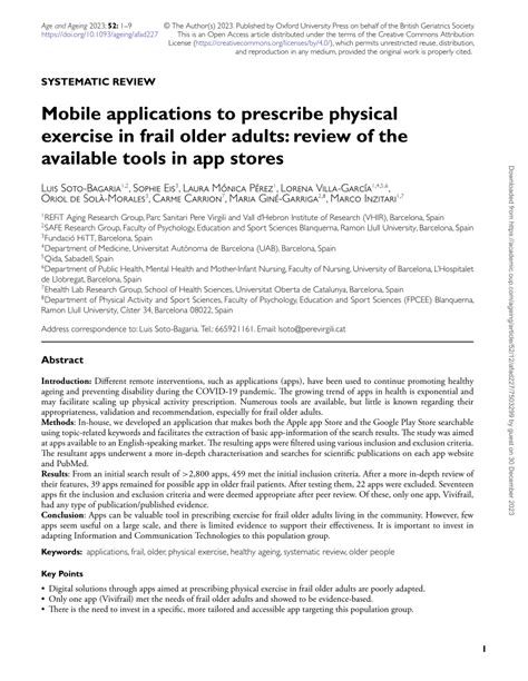 Pdf Mobile Applications To Prescribe Physical Exercise In Frail Older Adults Review Of The