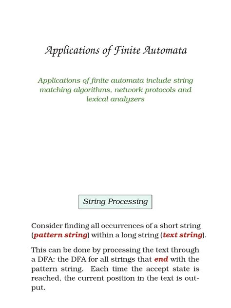 Application Of Finite Automata Pdf