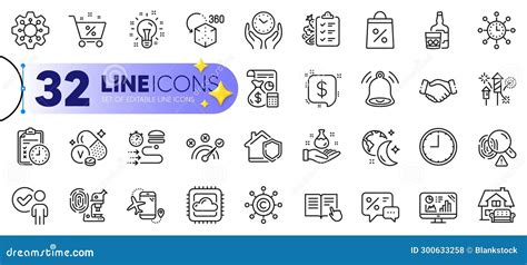 outline set of execute vanadium mineral and time line icons for web