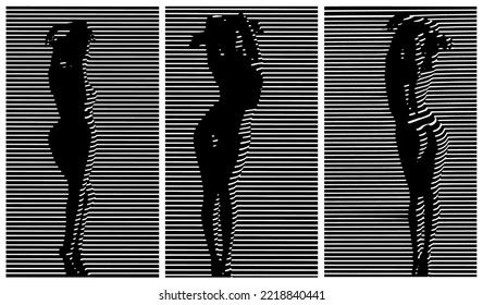 Stylized Vector Illustrations Sexy Naked Lady Stock Vector Royalty