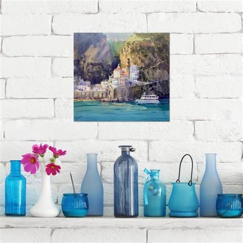 Купити картину «Сорренто Італія в жанрі міський пейзаж аквареллю на папері в стилі реалізм