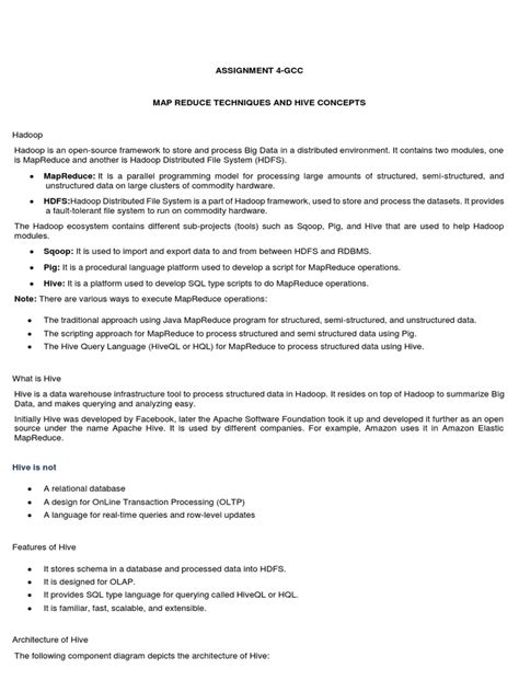 Assignment 4 Gcc Hive Is Not Download Free Pdf Apache Hadoop Map Reduce