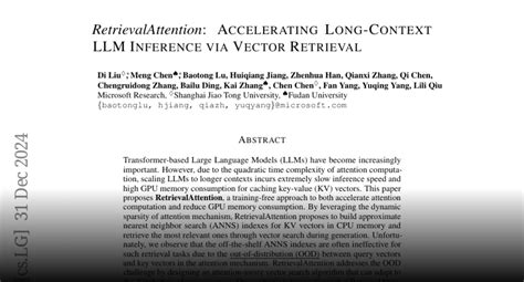 Paper Page Retrievalattention Accelerating Long Context Llm Inference Via Vector Retrieval