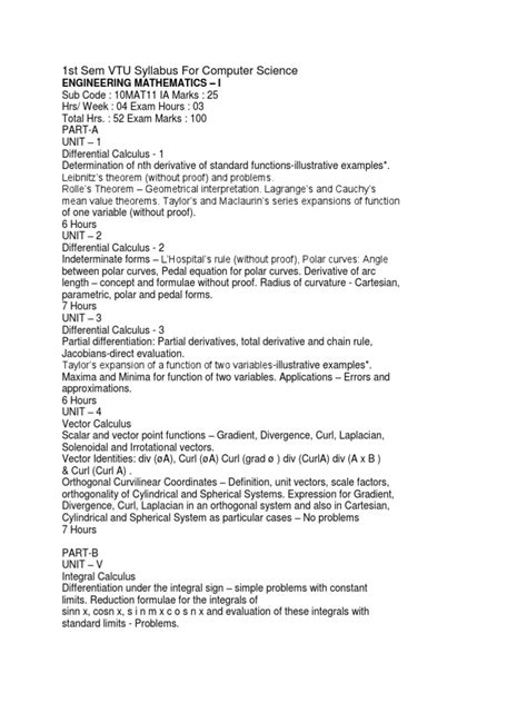 Vtu Syllabus For Computer Science Pdf Matrix Mathematics