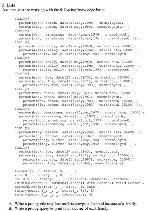 The Prolog Questions Are At The Bottom Of