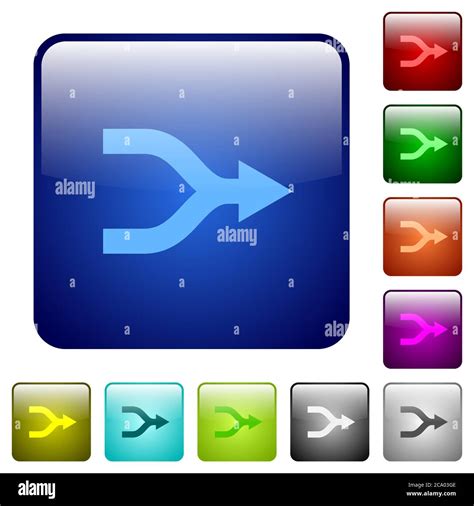 Merge Arrows Icons In Rounded Square Color Glossy Button Set Stock Vector Image And Art Alamy