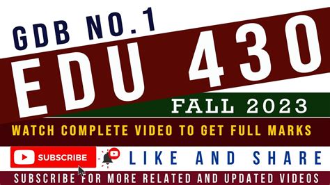 Edu430 Gdb Solution 2023 Edu430 Gdb Fall 2023 Solution Gdb Edu430