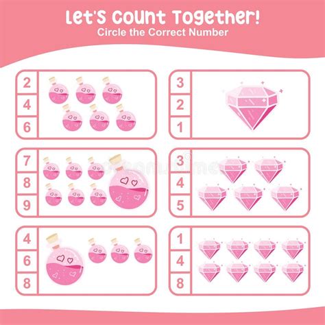 Let S Count Together Educational Printable Math Worksheet Stock Vector Illustration Of