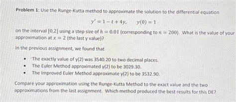 solved problem 1 use the runge kutta method to approximate