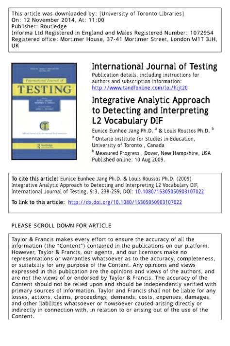 Pdf Integrative Analytic Approach To Detecting And Interpreting L2