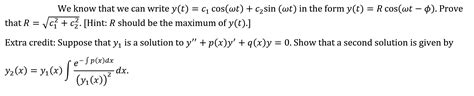 Solved We Know That We Can Write Y T C1cos ωt C2sin ωt In
