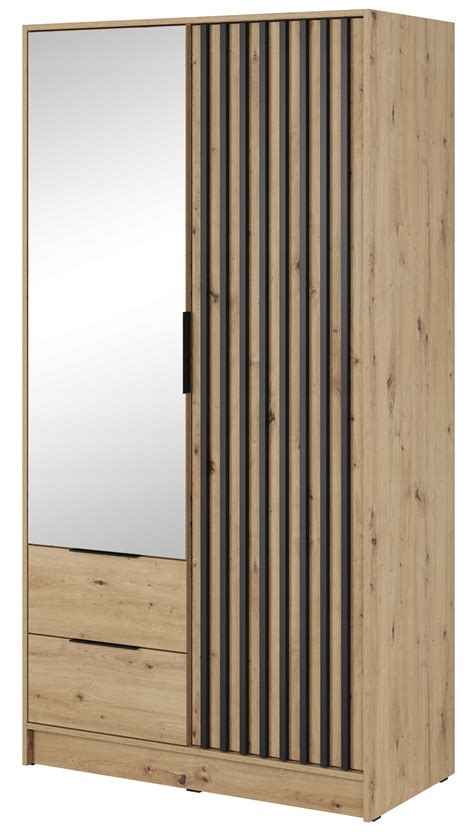 Szafa Z Lustrem Loft Nelly 2d 105cm Dąb Artisan • Cena Opinie • Szafy 12230359960 • Allegro