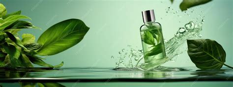 Premium Ai Image Bottle Of Green Skin Care Product Light And Airy
