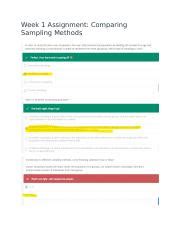 WEEK KNEWTON COMPARING SAMPLING METHODS Docx Week Assignment Comparing Sampling Methods
