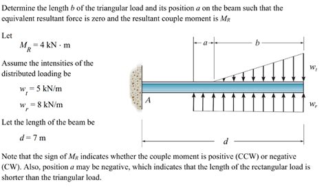 [solved] determine the length b of the triangular load and its