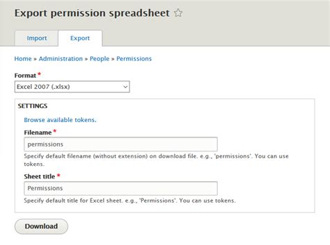 Permission Spreadsheet