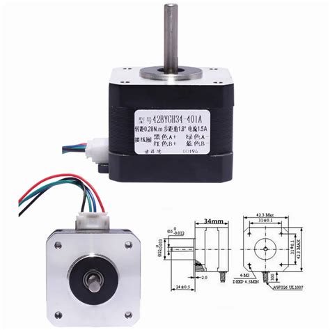 Nema 17 스테퍼 모터 028nm 15a 34mm 4 선 샤프트 5mm 플랜지 스테핑 모터 Cnc 조각 밀링 머신 용