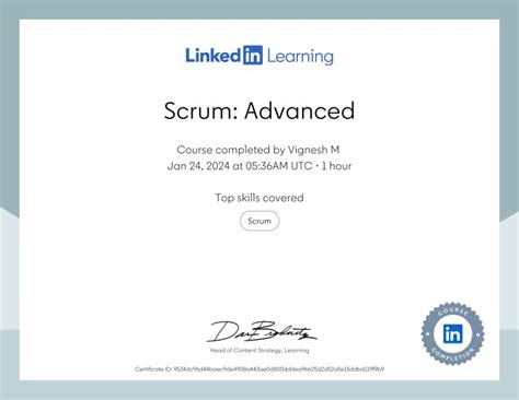 vignesh m on linkedin certificate of completion