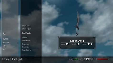 Daedric Sword Skyrim ID Spawn Commands Value Weight Damage TBM TheBestMods