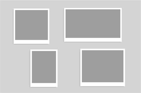 접착 테이프로 빈 사진 프레임 컬렉션 디자인 그림자가 있는 다양한 크기의 사진 프레임 템플릿입니다 벡터 0명에 대한 스톡 벡터